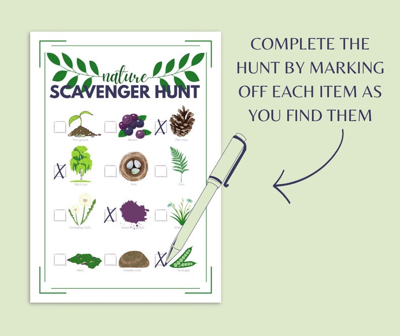 Nature Scavenger Hunt Game for Kids, Outdoor Hiking Treasure, Printable ...
