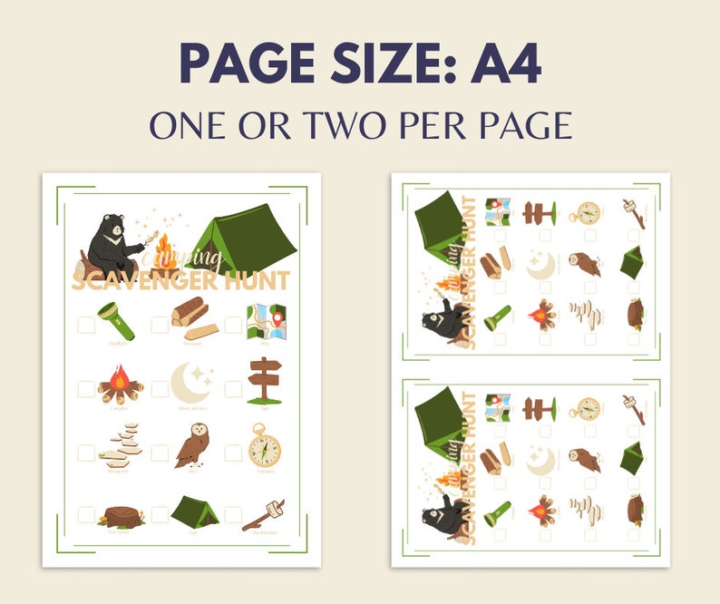 Camping Scavenger Hunt Game for Kids, Outdoor Hiking Treasure Hunt ...
