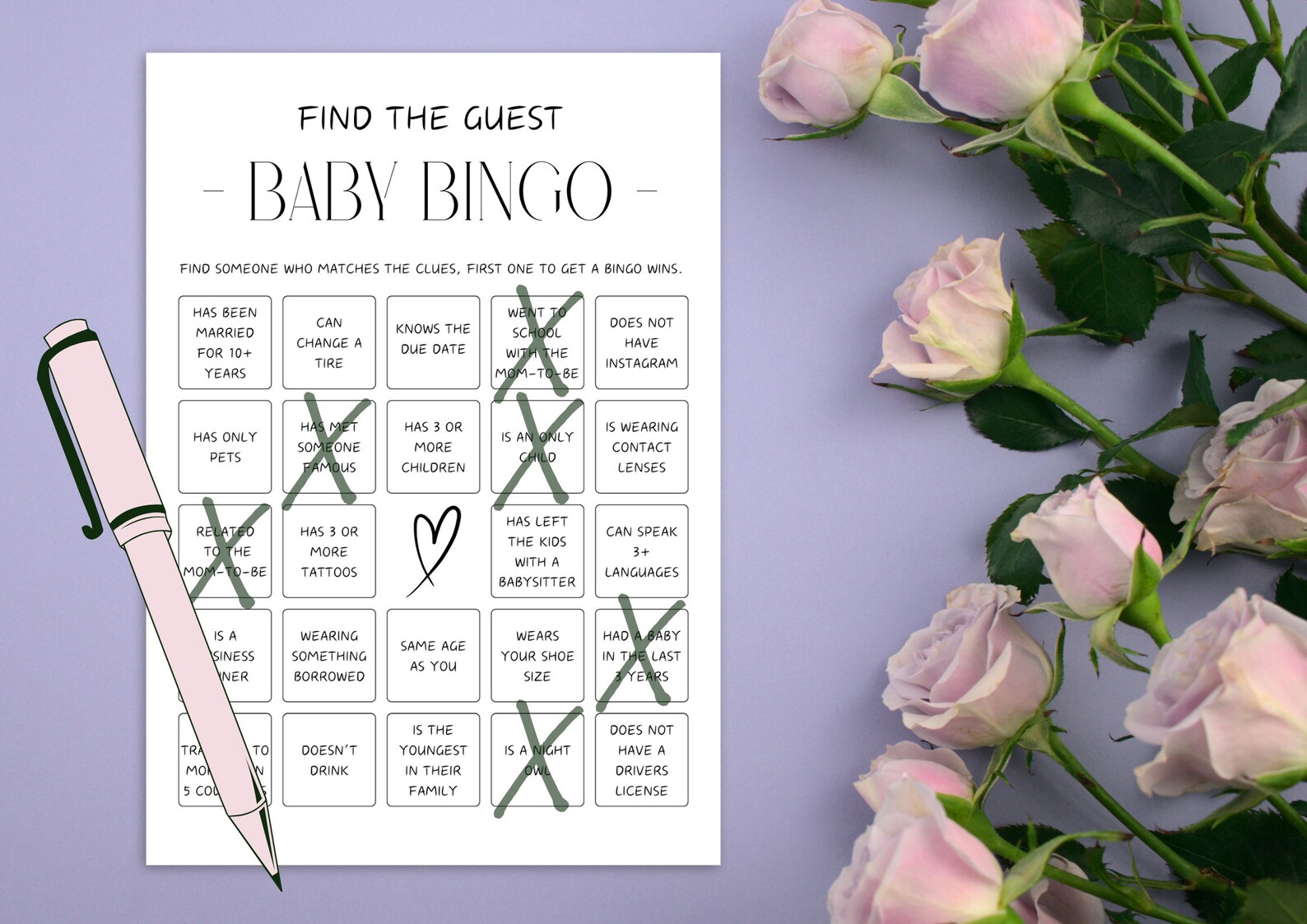 Baby Bingo Find the Guest, Printable Baby Shower Game, Editable Ice ...