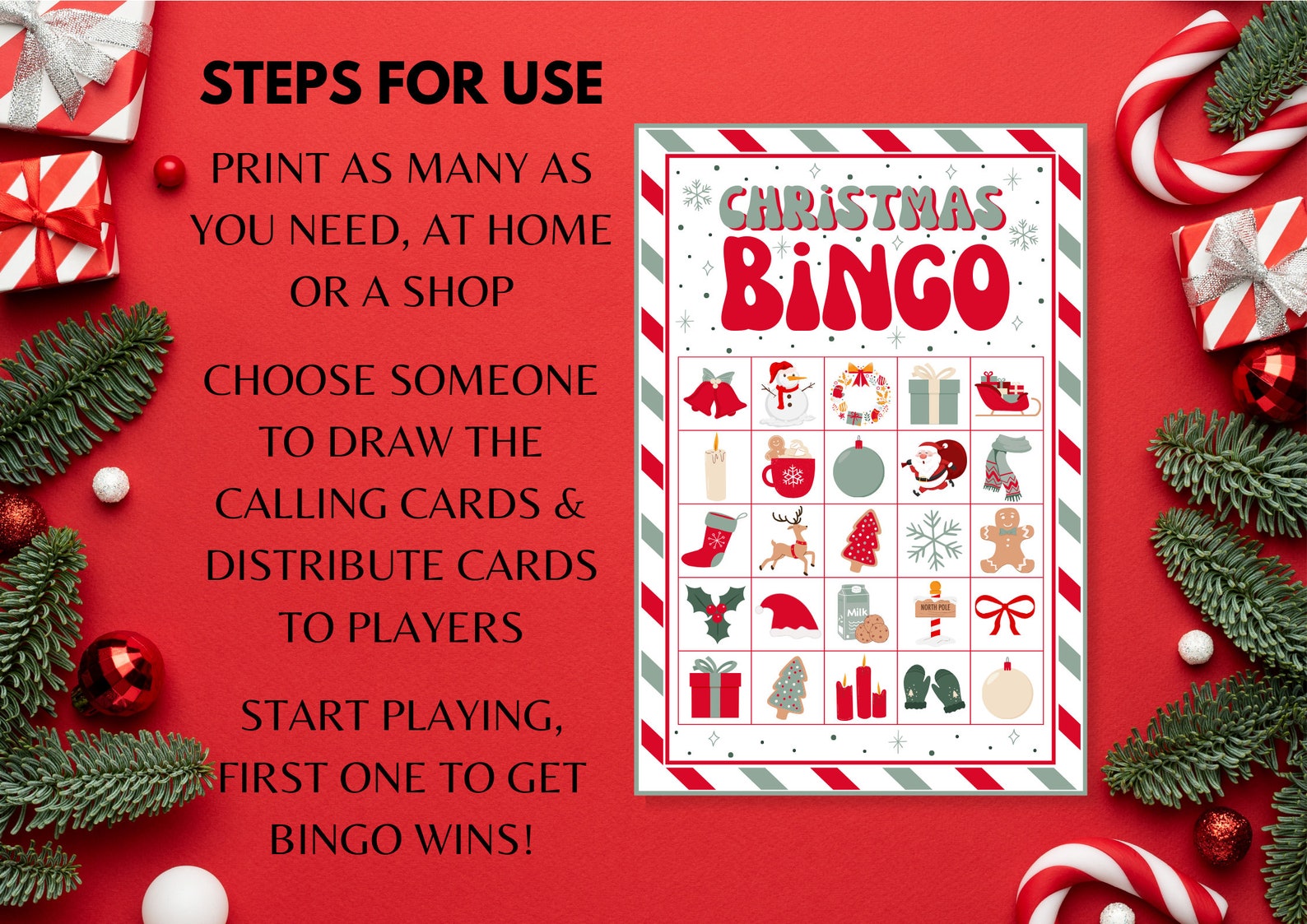 Christmas Bingo Party Games December, Xmas Family Games, Friendsmas ...