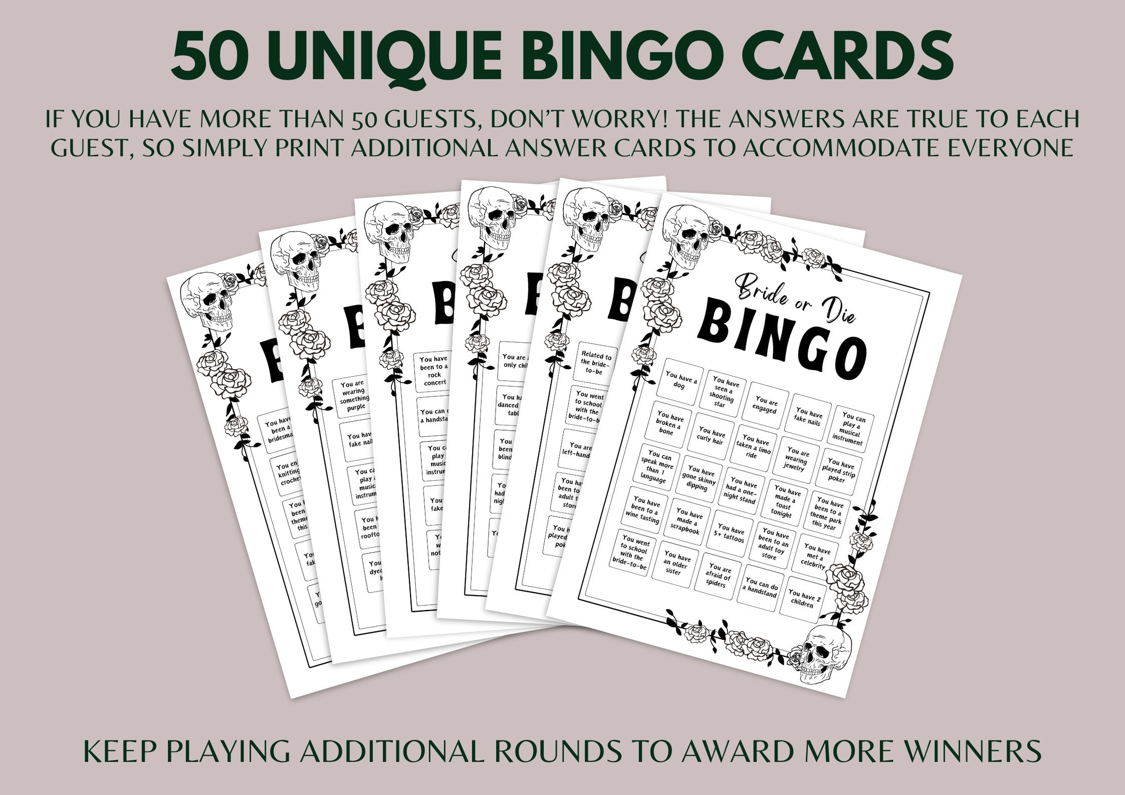 Bachelorette Games Bride or Die, Goth Wedding Editable, Gothic Hen ...