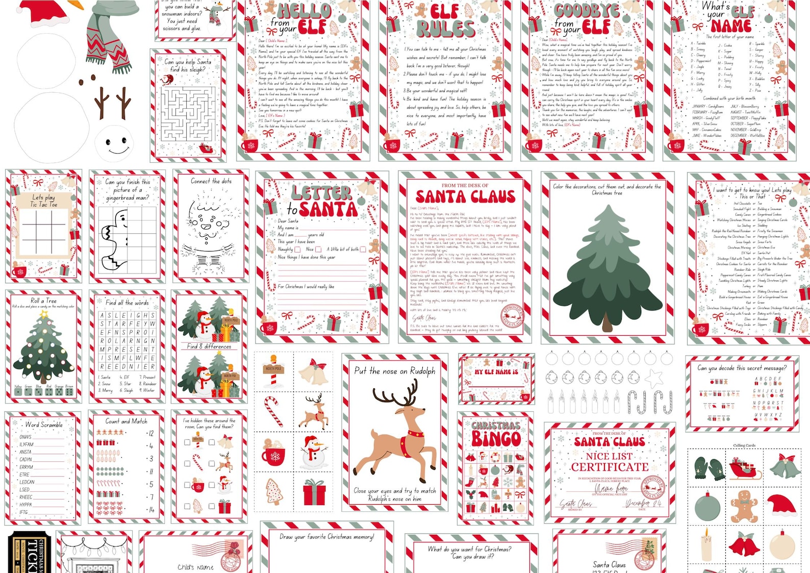 Printable Elf Kit Christmas Games and Activities, Elf Arrival Advent ...