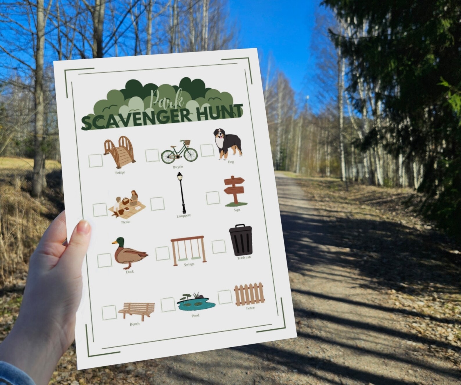 Park Scavenger Hunt Game, Outdoor Hiking Treasure for Kids, Nature ...