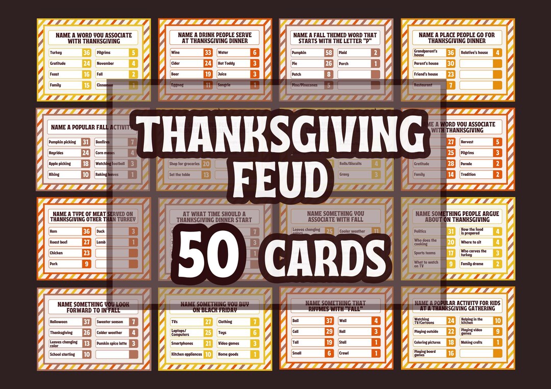 Thanksgiving Feud, Family Game Night, Thanksgiving Trivia Quiz ...