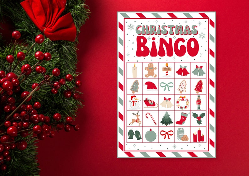 Christmas Bingo Party Games December, Xmas Family Games, Friendsmas ...