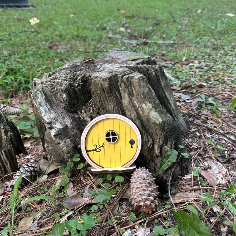 Yellow Fairy Door, Small Fairy Door, Circle Fairy Door, Circular Fairy ...