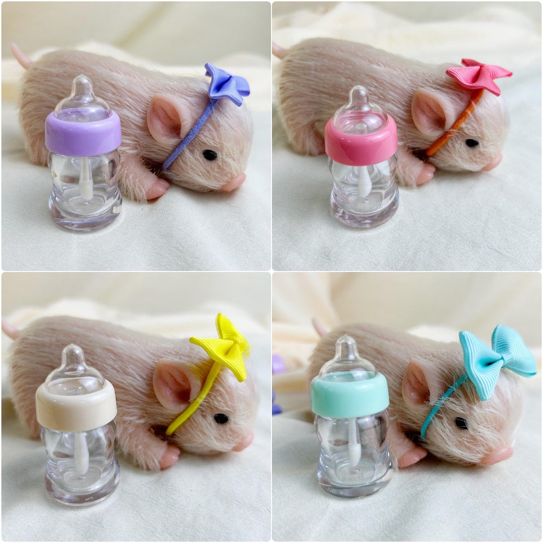 Reborn Silicone Piglet Accessories-colourful Baby Bottle Butterfly Hair ...