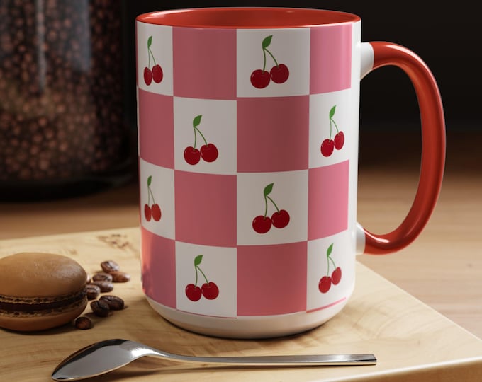 Handmade Ceramic Mug in Cherry Stamp // Cherry Mug - Etsy
