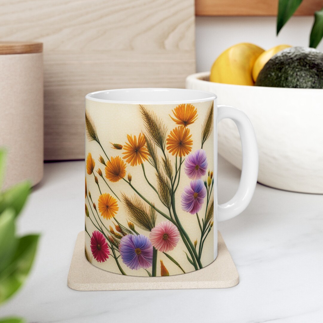 Spring Pressed Flowers Mug| Wild Flower Mug| Thoughtful Gifts for Her ...
