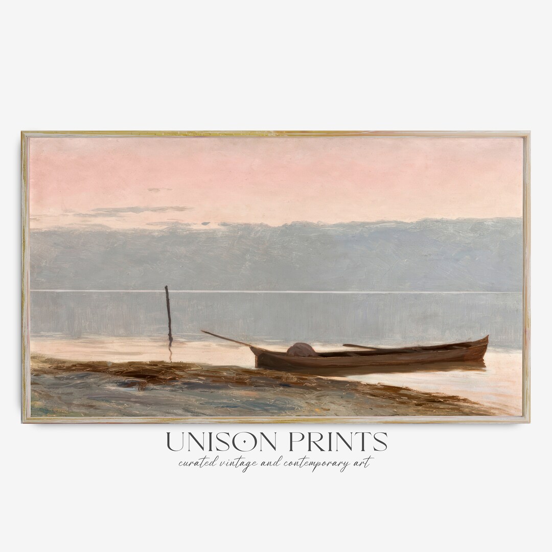 Frame TV Art, Samsung TV, 16x9 Wall Art, Seascape Boat, Impressionist ...