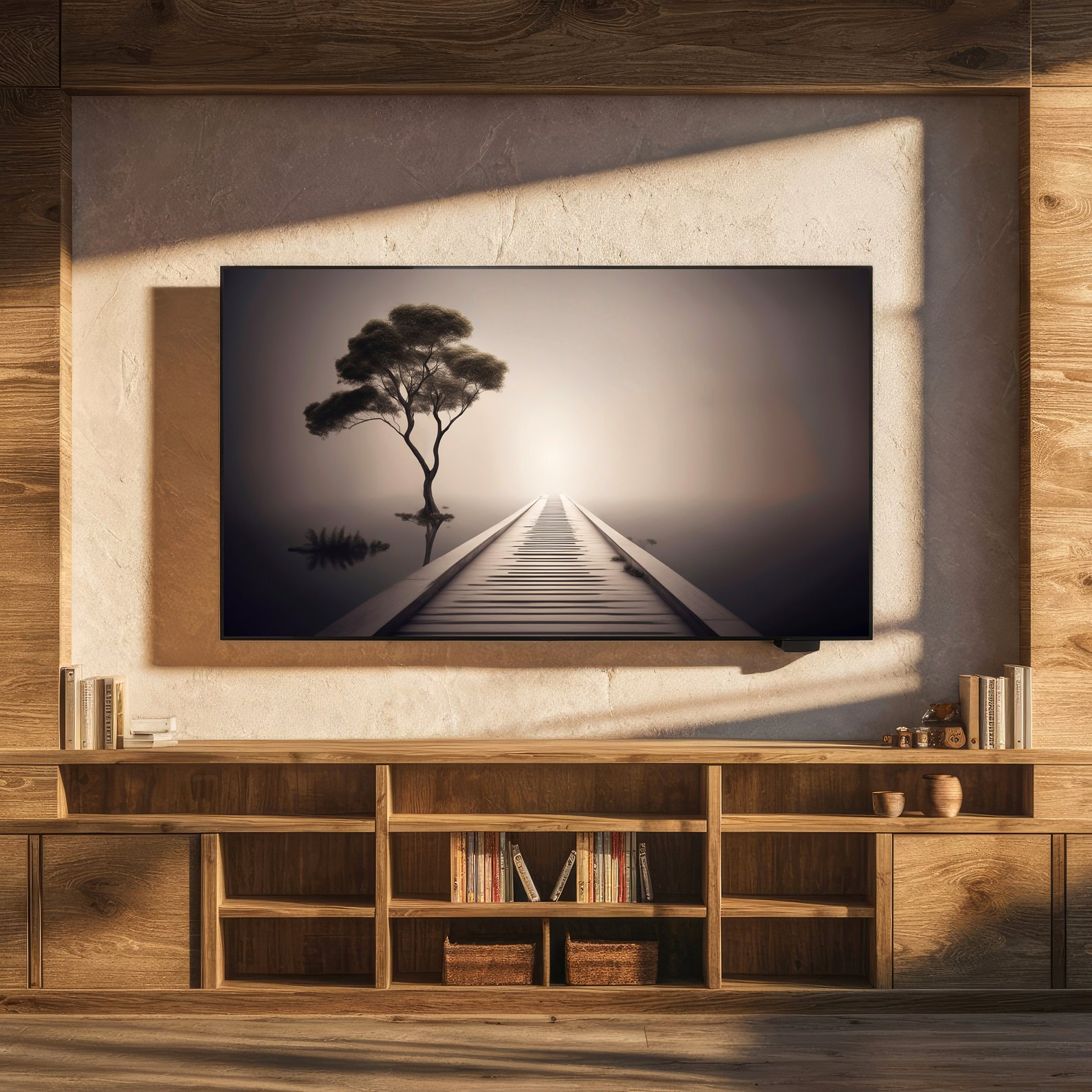 Frame TV Art, Ethereal Tree, Minimalistic Digital Painting, Textured ...