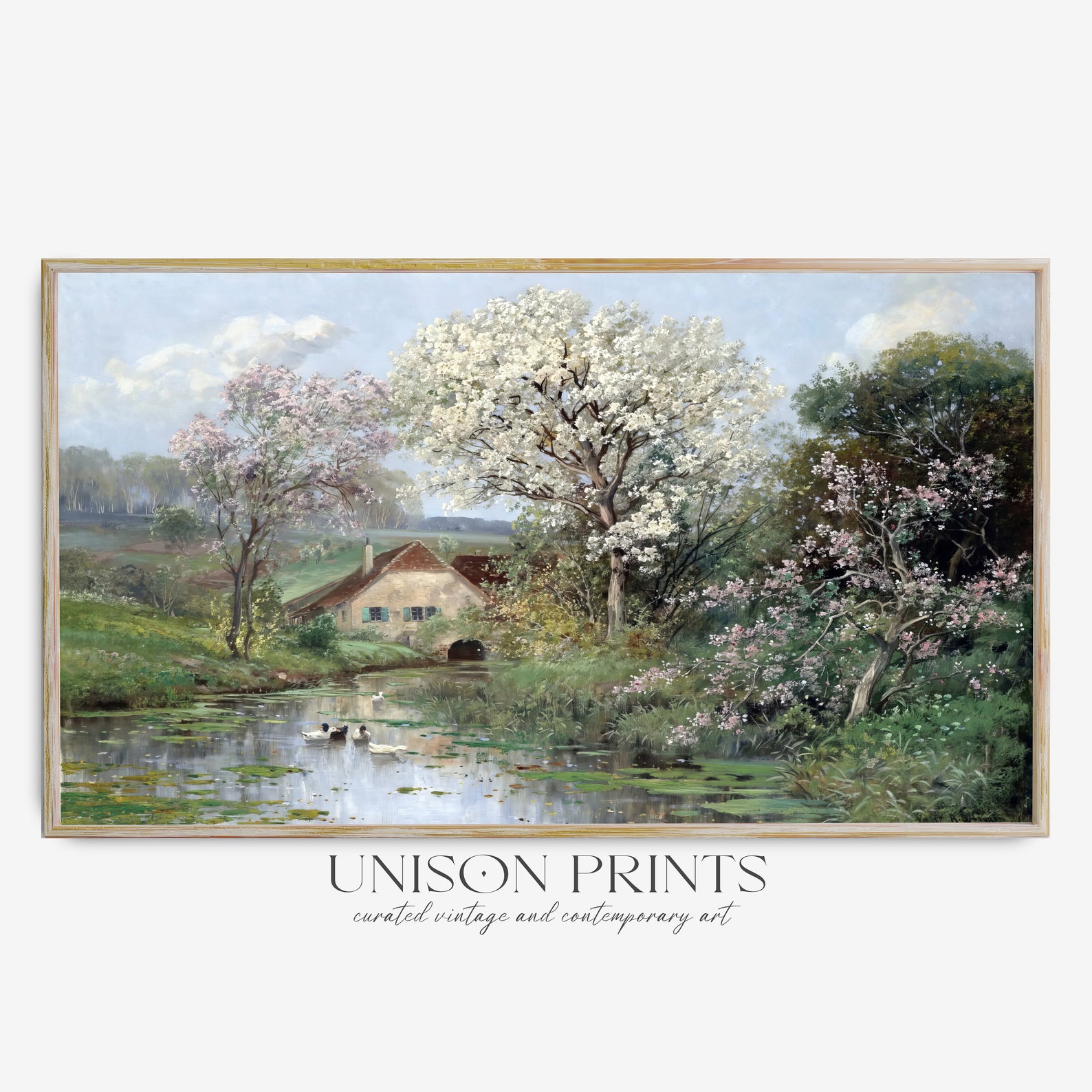 Frame TV Art, Samsung TV, 16x9 Wall Art, Spring Landscape, Vintage ...