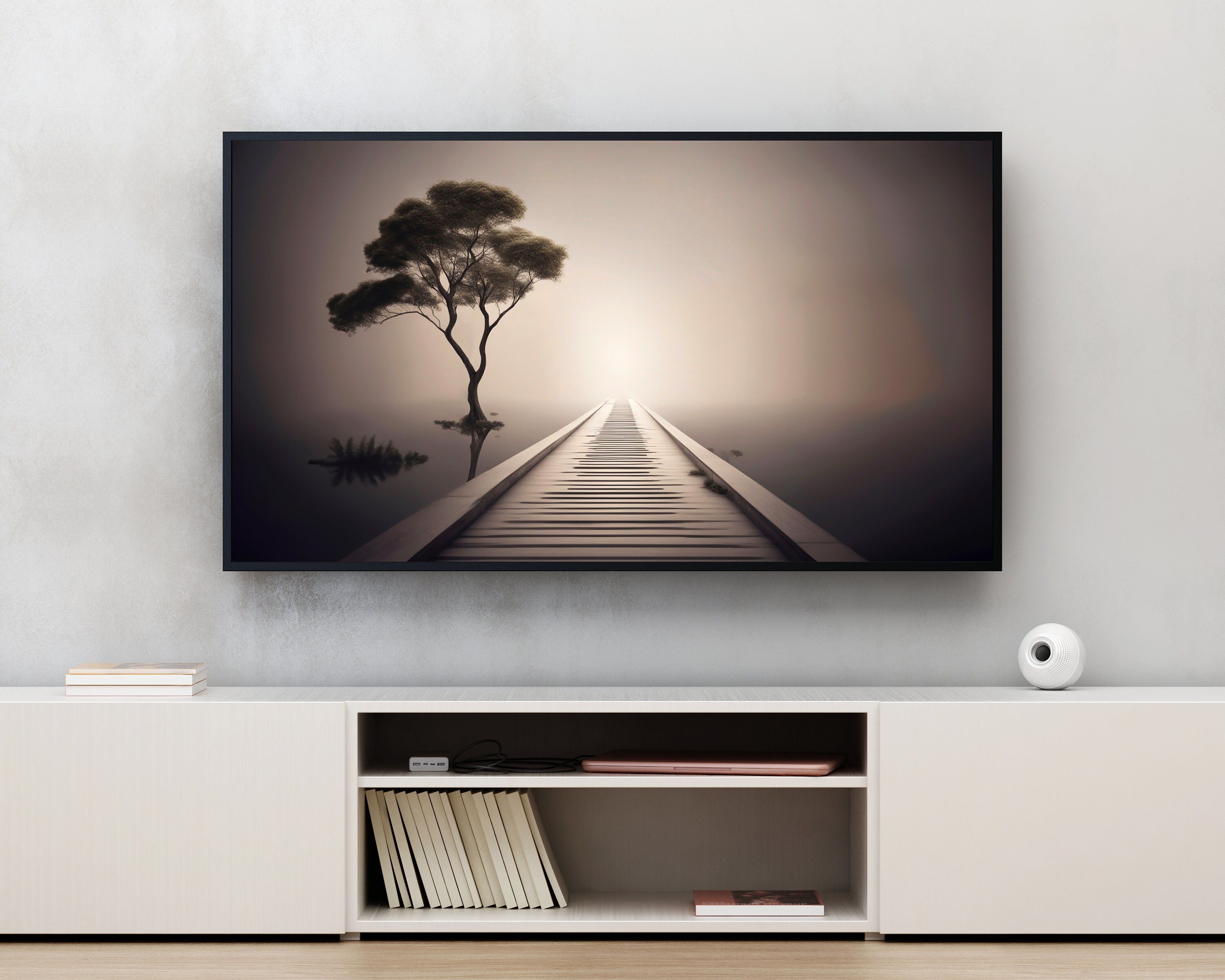 Frame TV Art, Ethereal Tree, Minimalistic Digital Painting, Textured ...