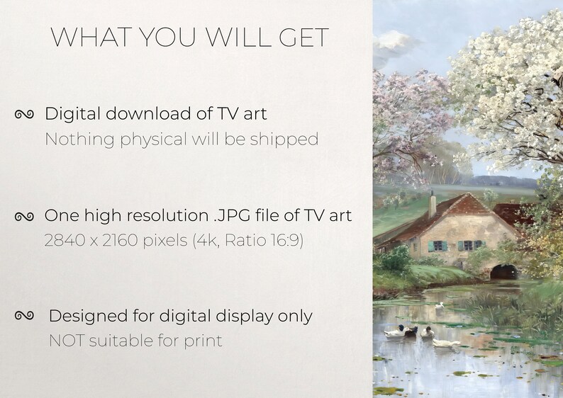Frame TV Art, Samsung TV, 16x9 Wall Art, Spring Landscape, Vintage ...