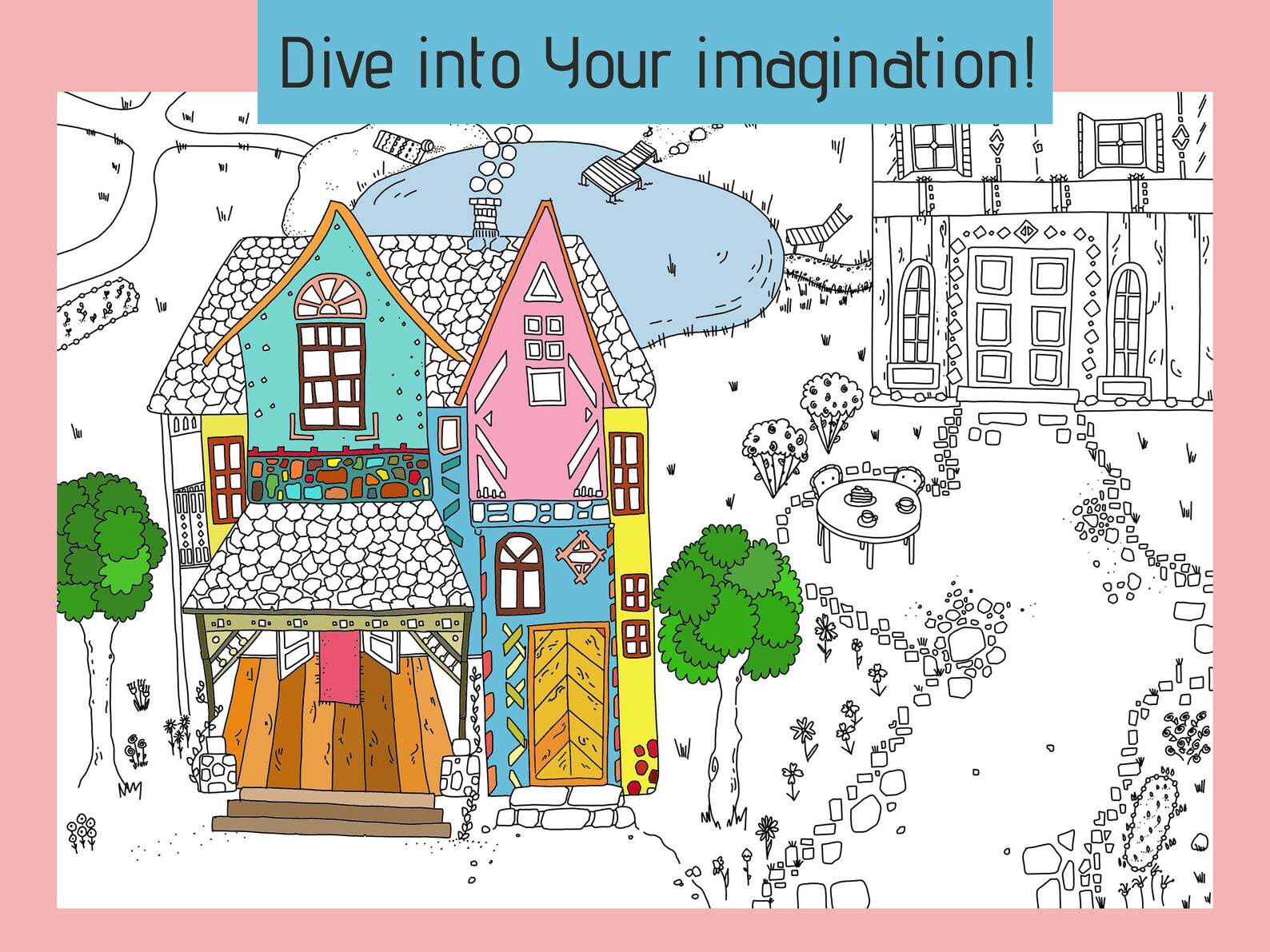 10 Whimsical Coloring Pages, 10 Pages Bundle Printable Coloring Sheets ...