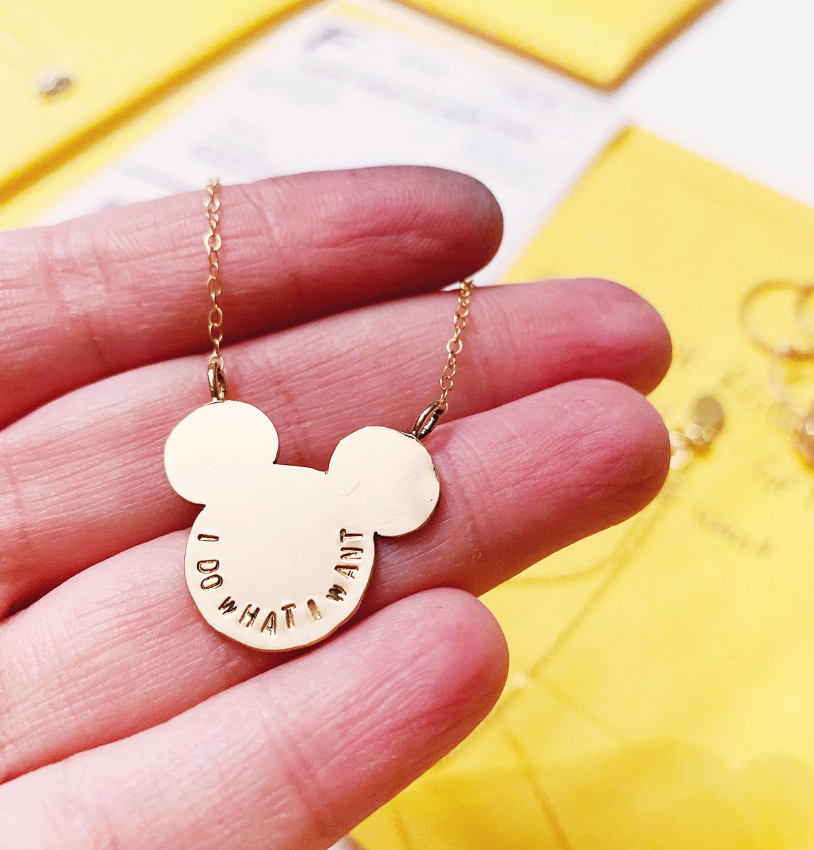 Mickey Mouse Necklace in Gold Filled Custom Stamping Name - Etsy
