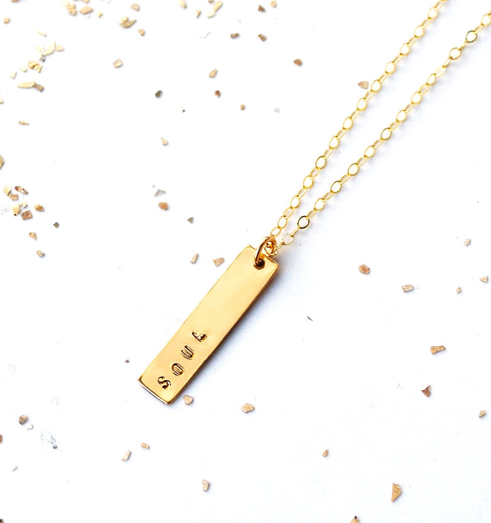 Cross Vertical Short Bar Gold Filled Necklace Cross or - Etsy