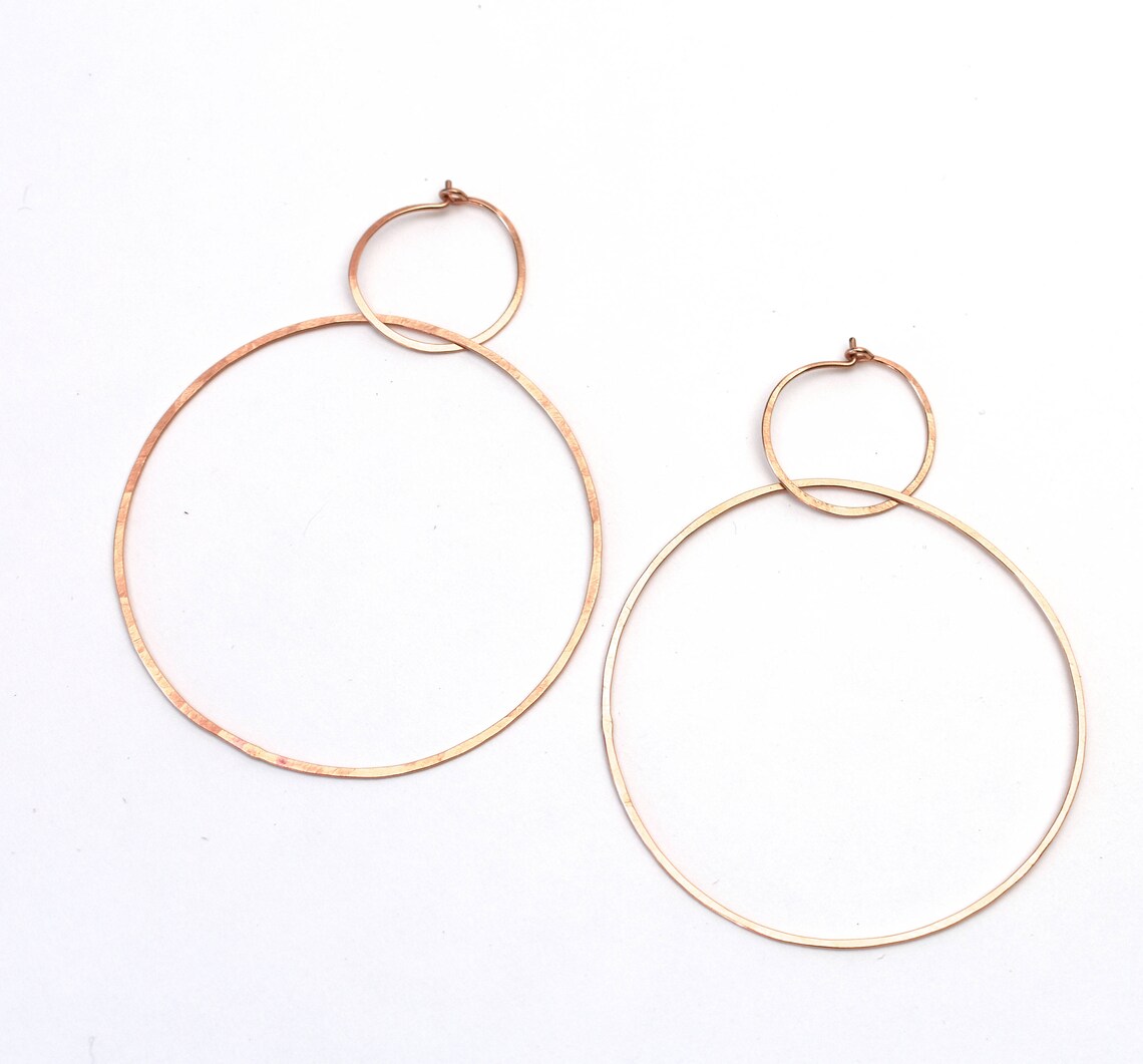 Double Hoops Round Gold Filled Rose Gold Filled Sterling | Etsy