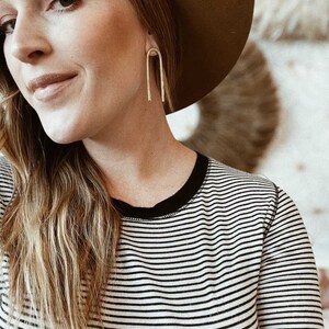 Long Arch Stud Earrings Brass Rainbow Hammered Sterling Silver Posts Maximalist Minimalism Arc ...