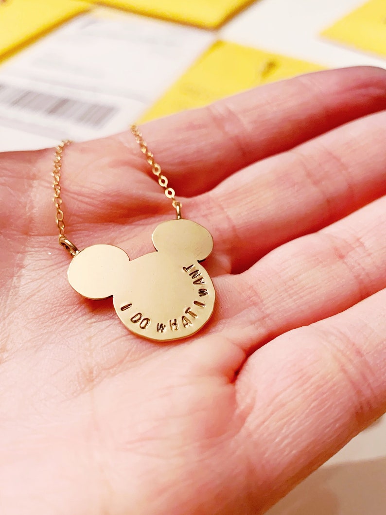 Mickey Mouse necklace in gold filled custom stamping name | Etsy