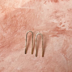 Long Arch Stud Earrings Brass Rainbow Hammered Sterling Silver Posts ...