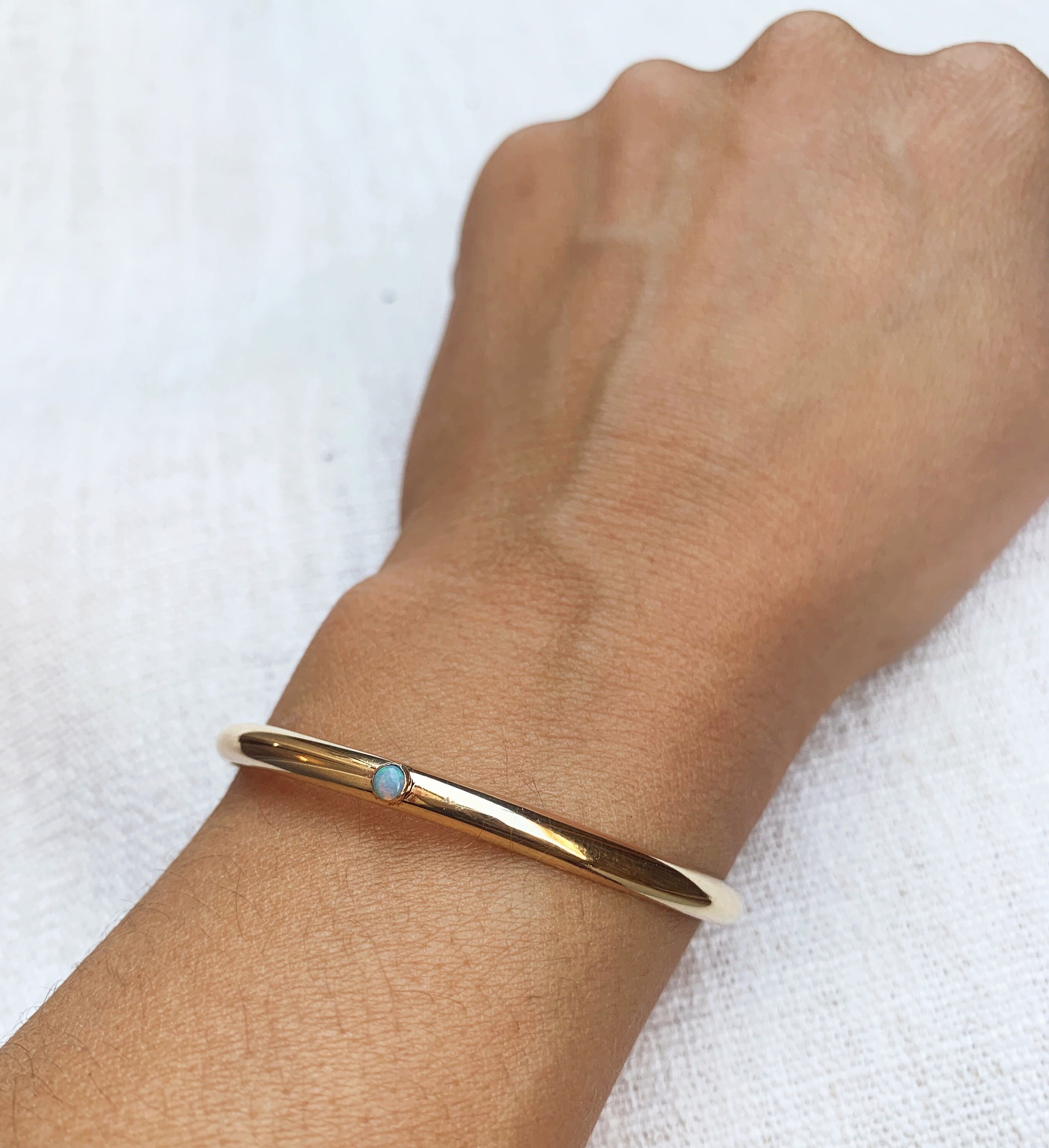 The Gemmed Half Round Cuff Bangle Custom Jewelry Gem Bracelet - Etsy