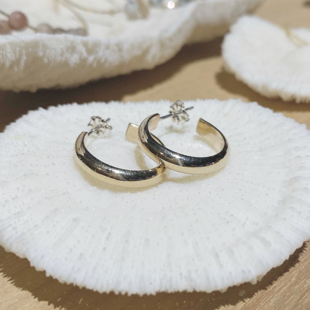 Bebe Gold Filled Hoops Tiny Statement Minimalist Basic Thick - Etsy