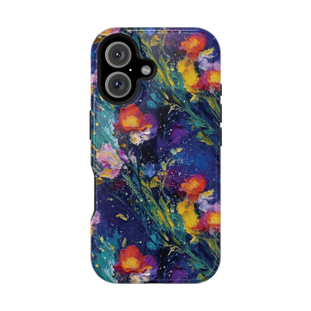 Colorful Floral Palette Knife iPhone Case, Fall Colors Tough Phone ...