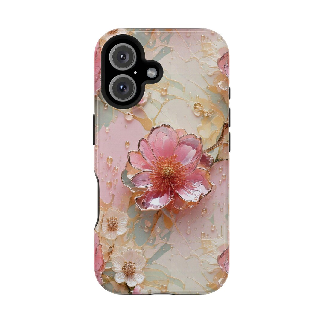 Pink Floral Palette Knife iPhone Case, Fall Colors Tough Phone Cover ...