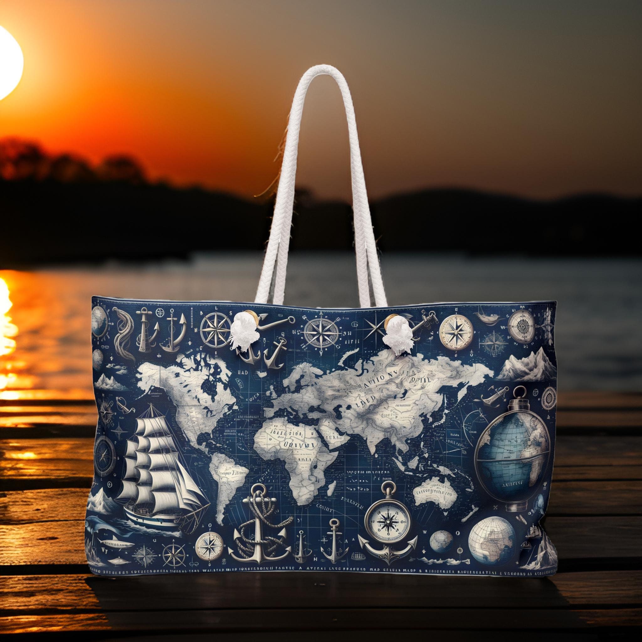 Vintage Nautical Navigation Map Weekender Bag | Sailors Treasure ...