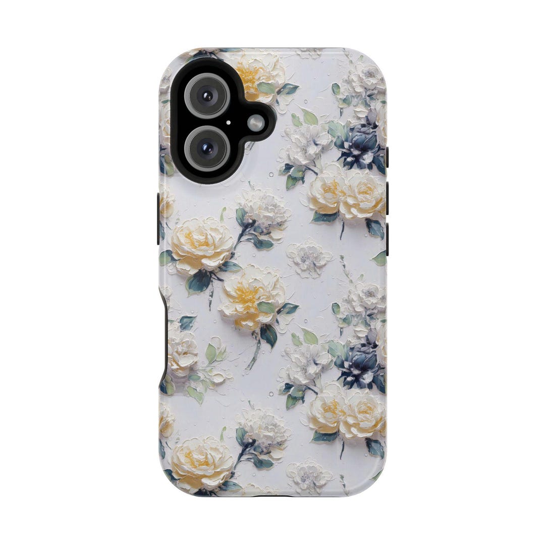 White and Yellow Floral Palette Knife iPhone Case, Fall Colors Tough ...