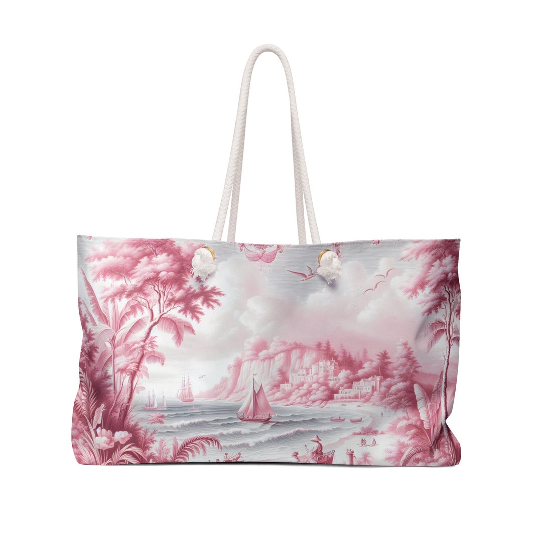 Pink Sands Getaway Toile De Jouy Weekender Travel Bag | Seaside ...
