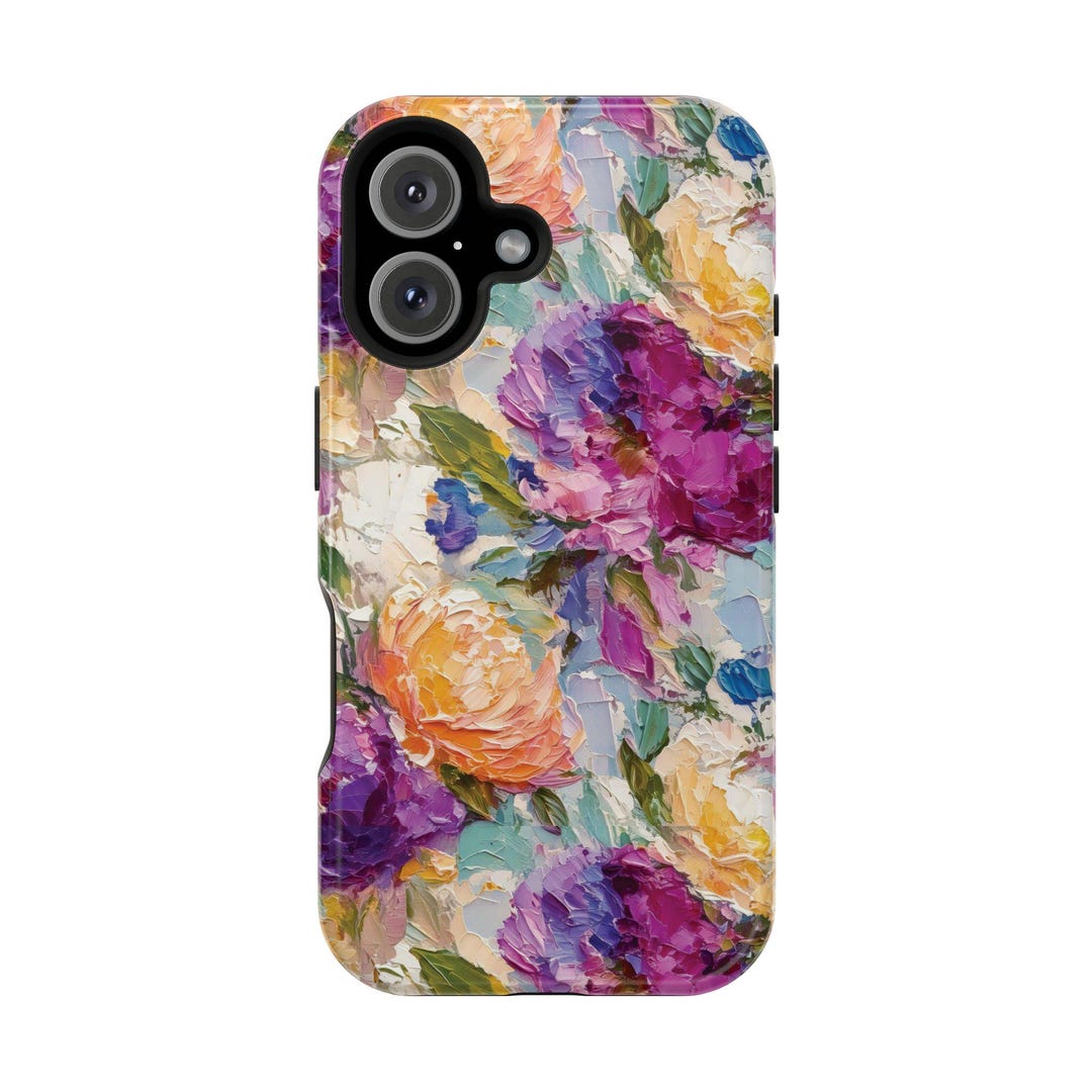 Violet Floral Palette Knife iPhone Tough Phone Cover, Magnetic Phone ...