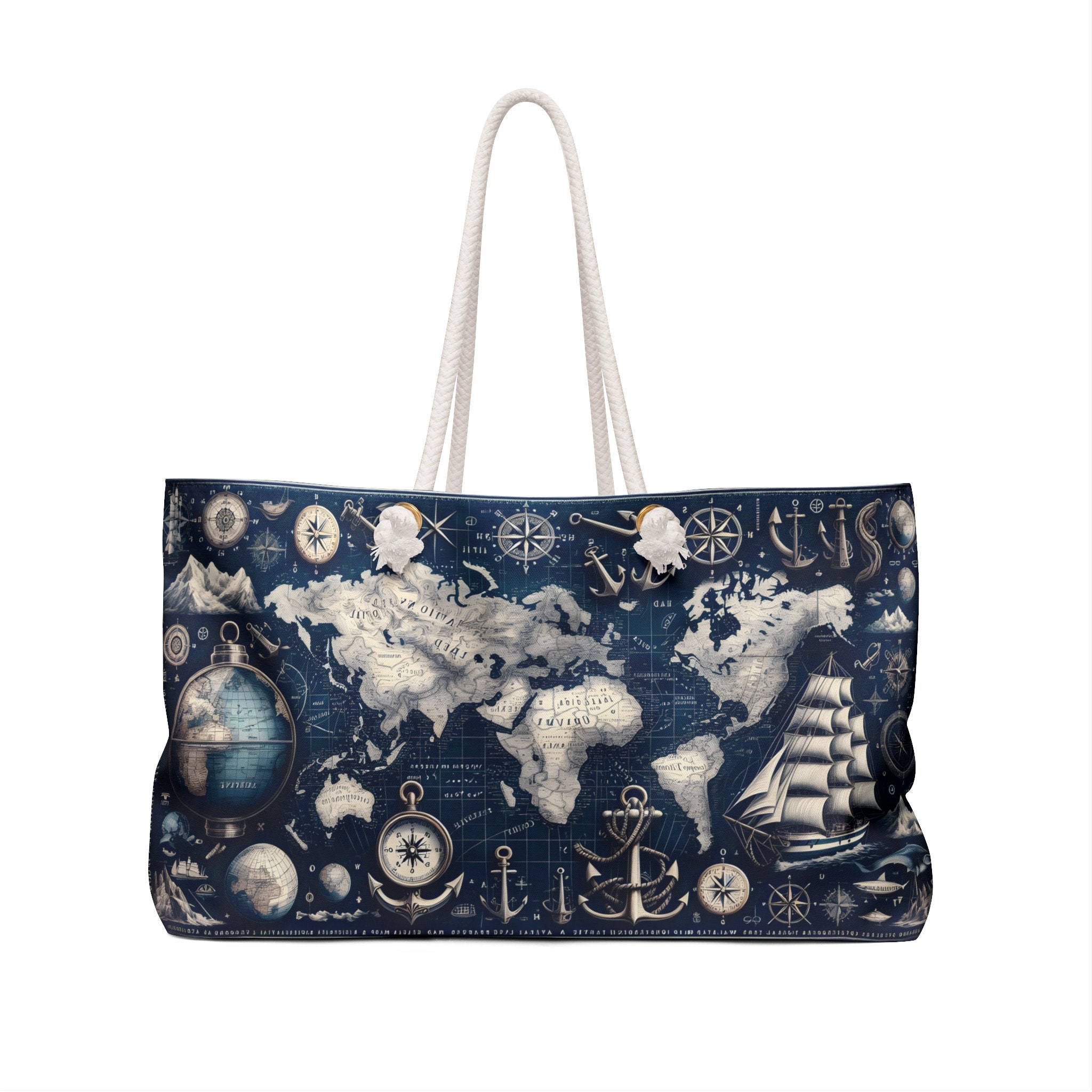 Vintage Nautical Navigation Map Weekender Bag | Sailors Treasure ...