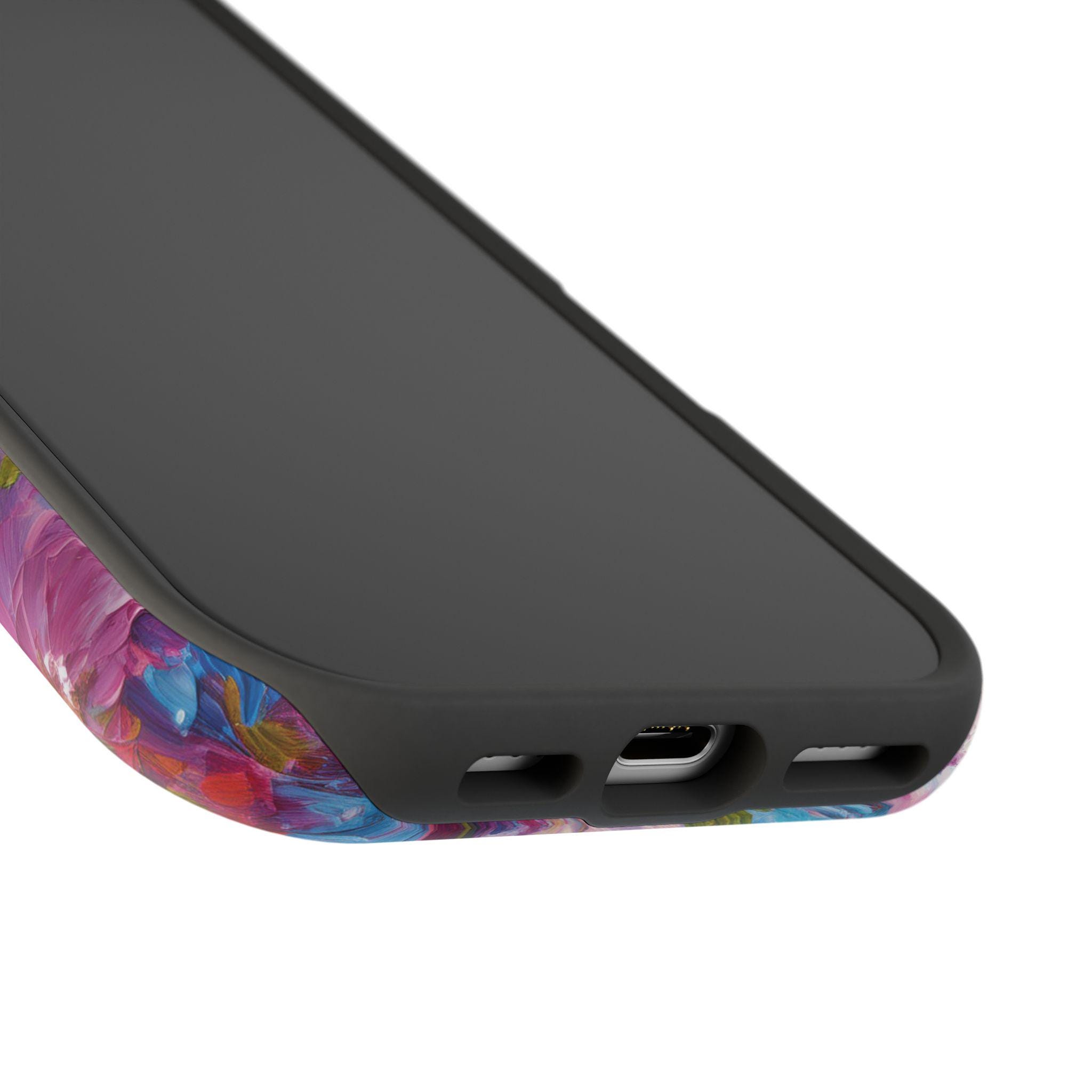 Floral Palette Knife iPhone Case, Pink Flowers Tough Phone Cover ...