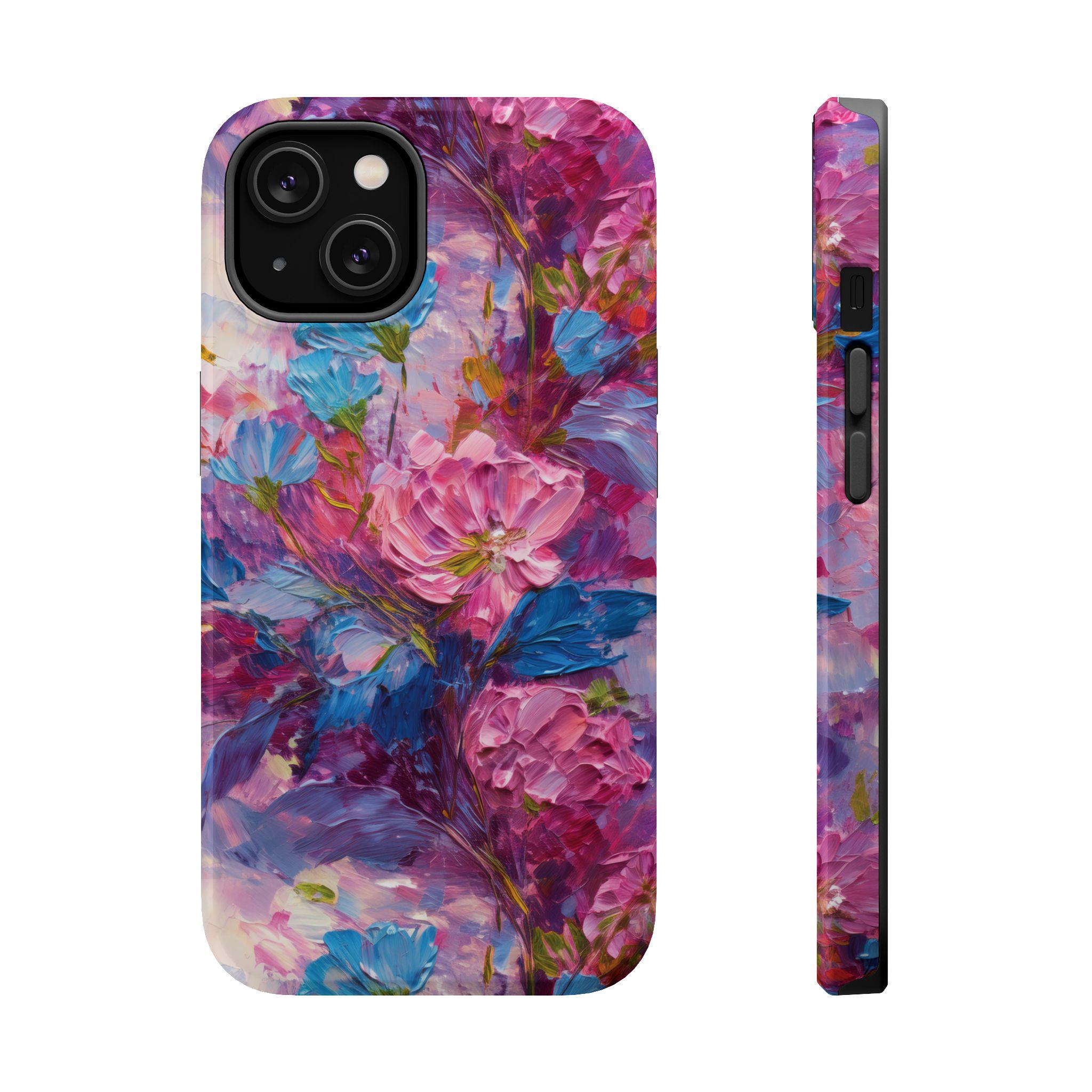 Floral Palette Knife iPhone Case, Pink Flowers Tough Phone Cover ...