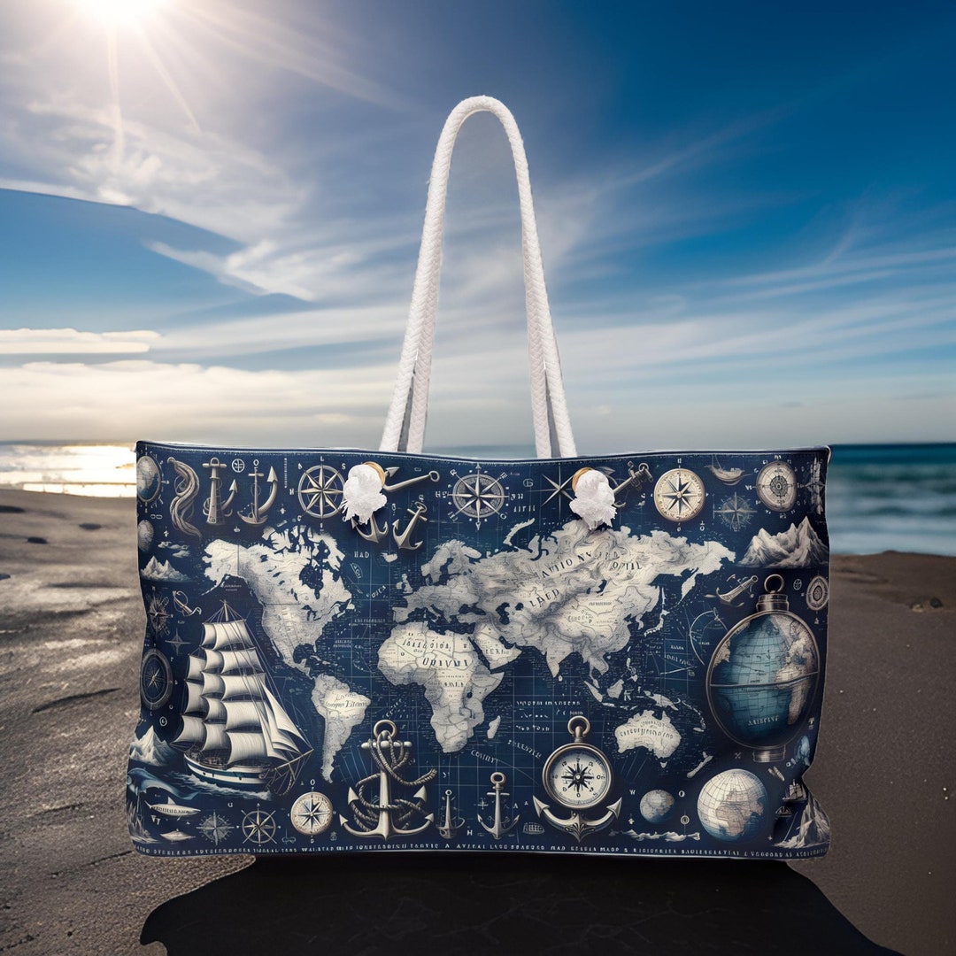 Vintage Nautical Navigation Map Weekender Bag | Sailors Treasure ...