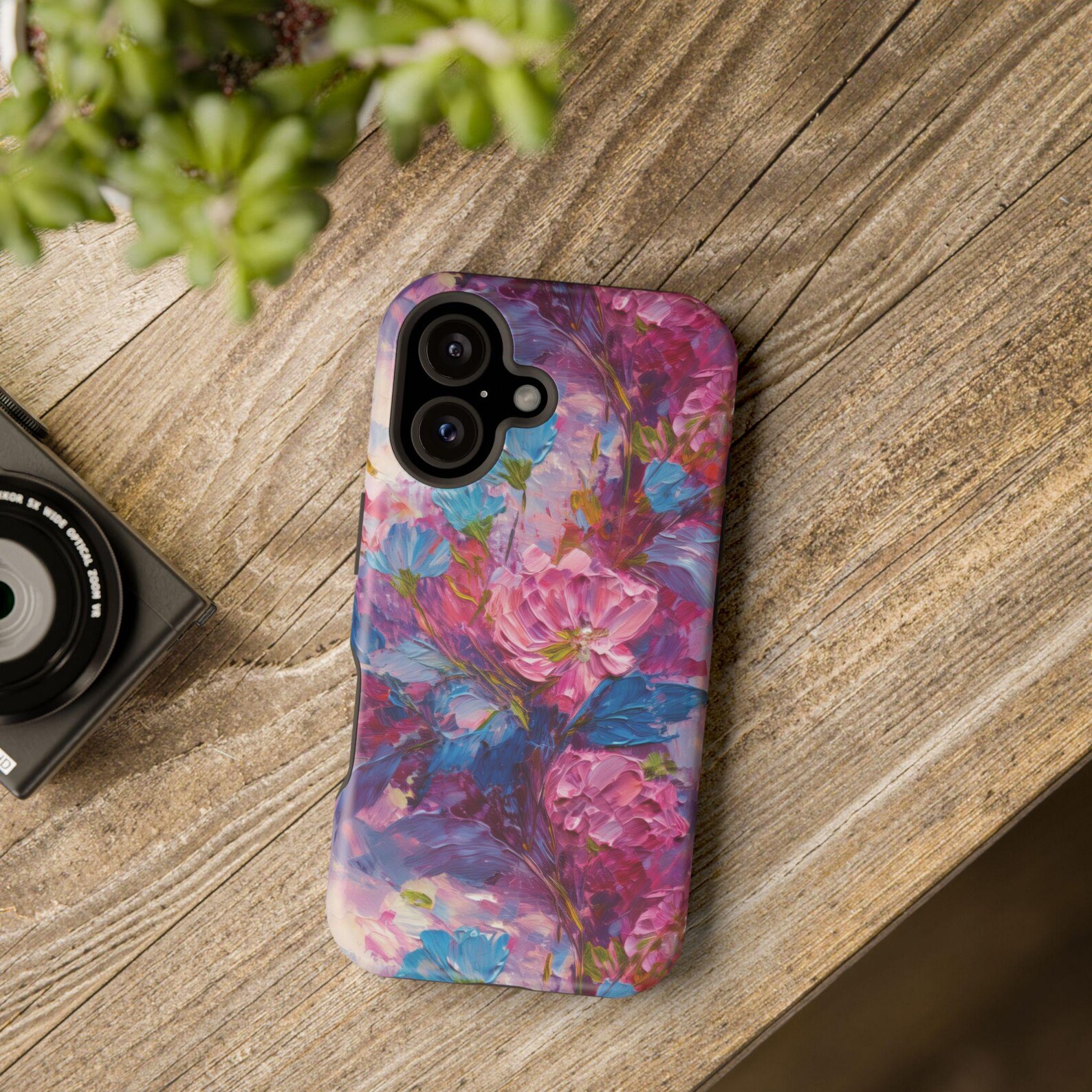 Floral Palette Knife iPhone Case, Pink Flowers Tough Phone Cover ...