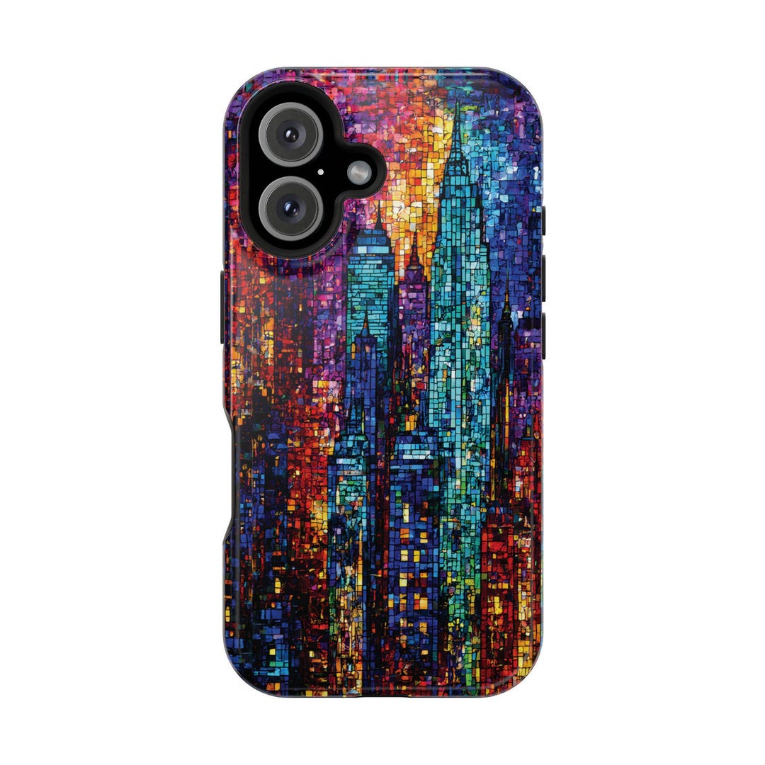 Stained Glass Manhattan Night Skyline Magnetic Tough iPhone Case ...