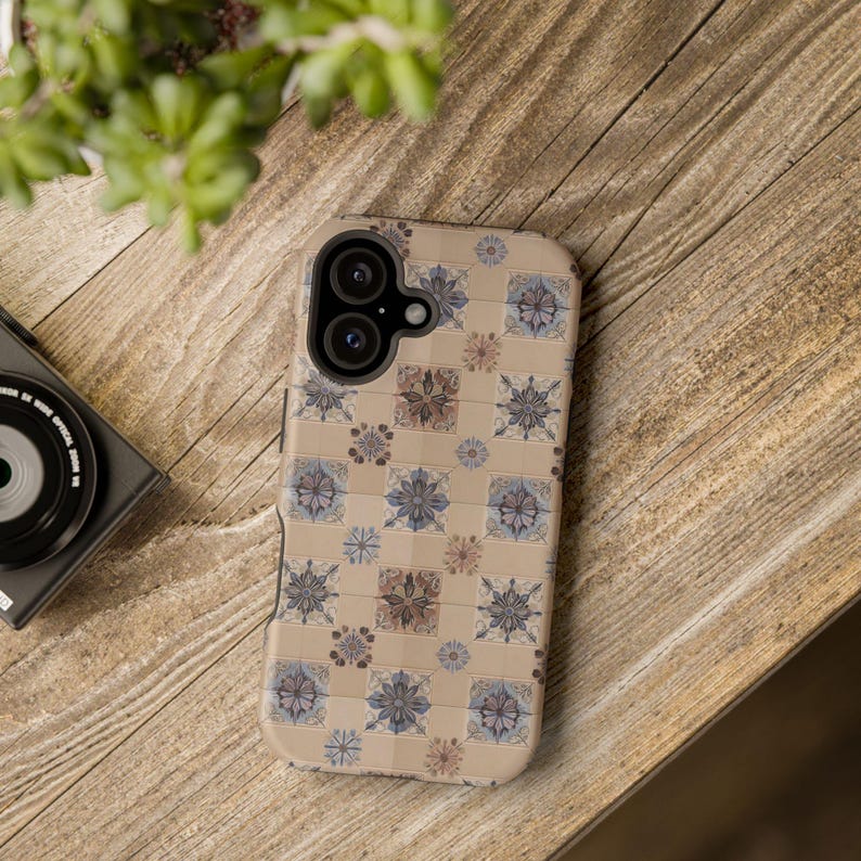 Mediterranean Almond Tiles iPhone Magnetic Tough Case, Protective Phone ...