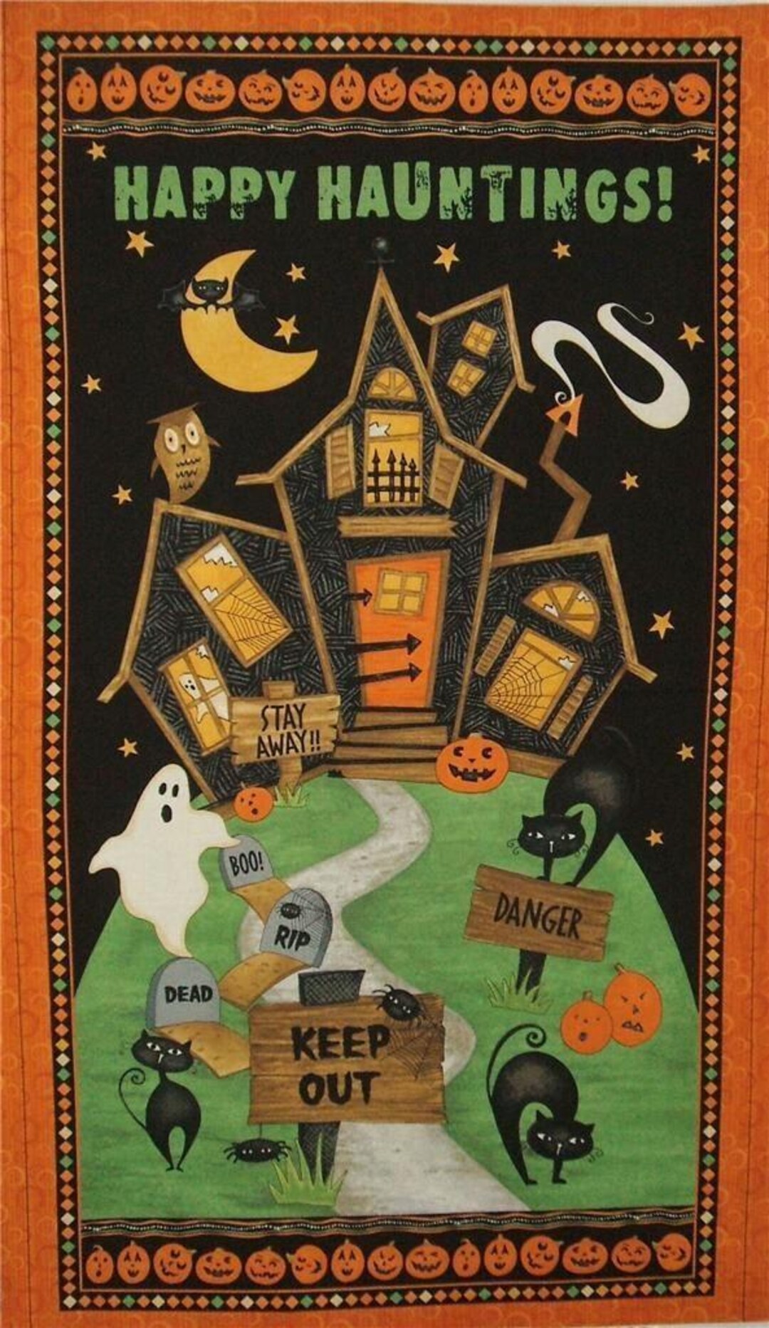 Scaredy Cat Haunted House Halloween Panel Door Banner 100% Cotton ...