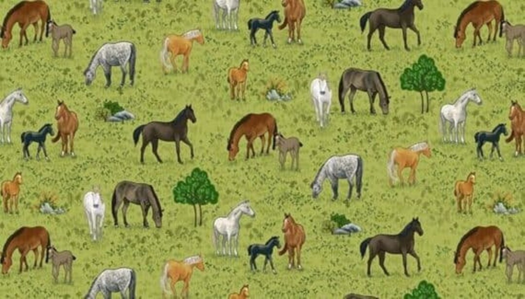 1/2 Metre Village Life Horses Farm Fabric by Makower 100% Cotton Fabric ...