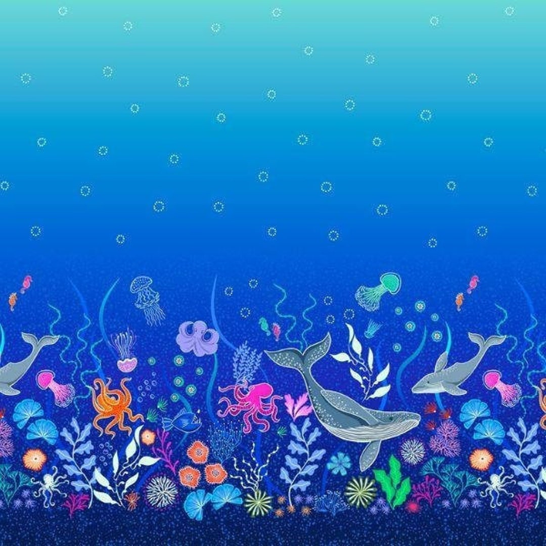1/2 Metre Ocean Glow Double Edge Border Glow in the Dark by Lewis ...