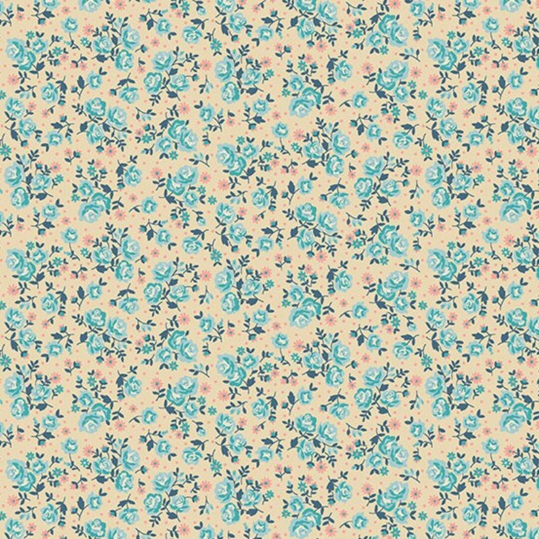 1/2 Metre a Stitch in Time Ditsy Floral Sewing Themed Fabric by Makower ...