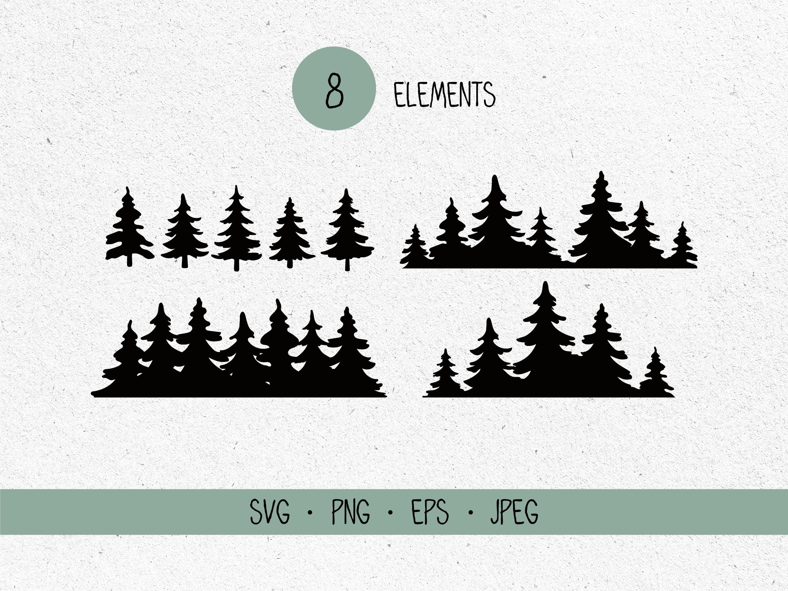 Forest Silhouette SVG, Tree Clipart Bundle, Treeline Vector, Fir Tree ...