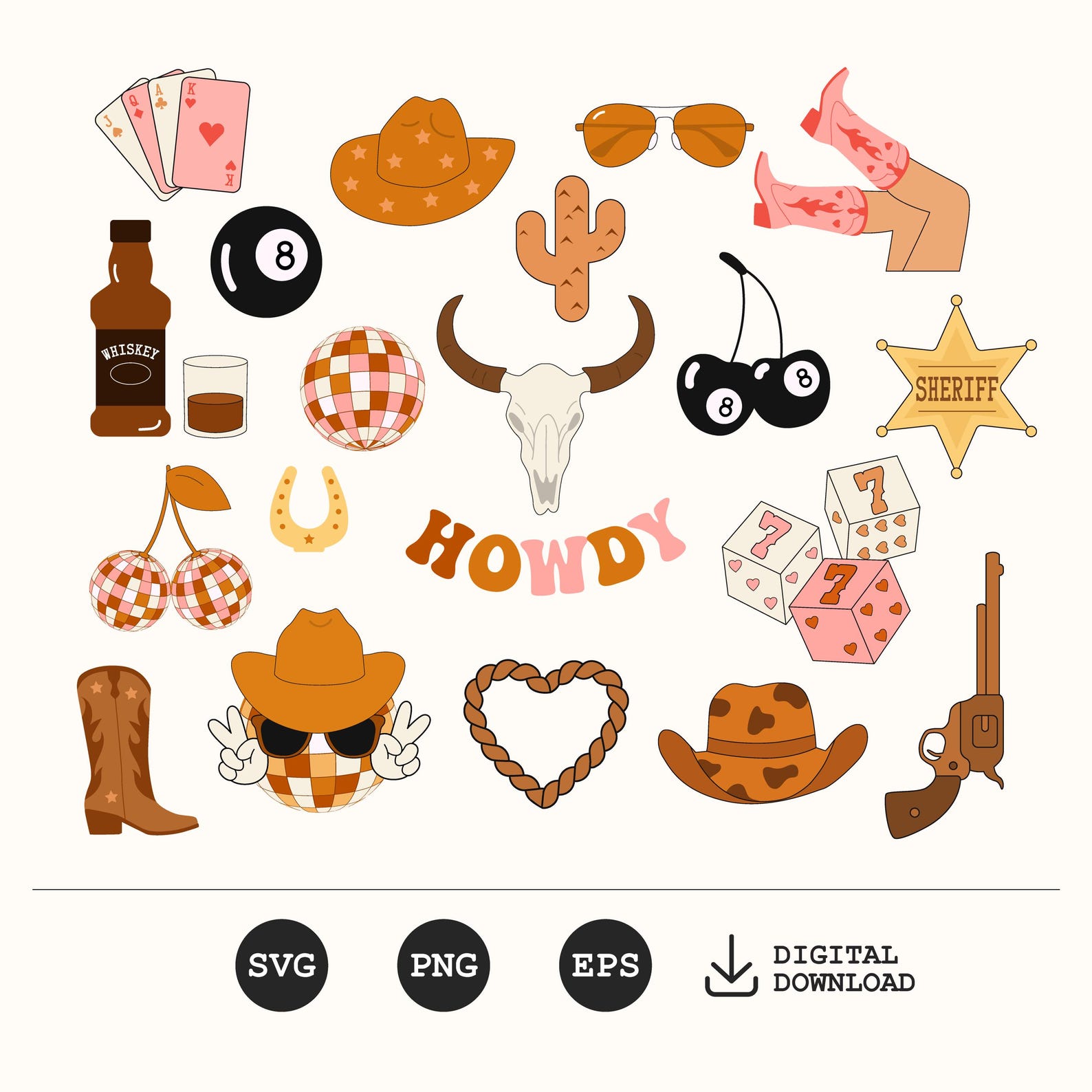 Howdy Cowboy SVG Bundle Wild West 19 Vectors Png Svg Digital Download ...