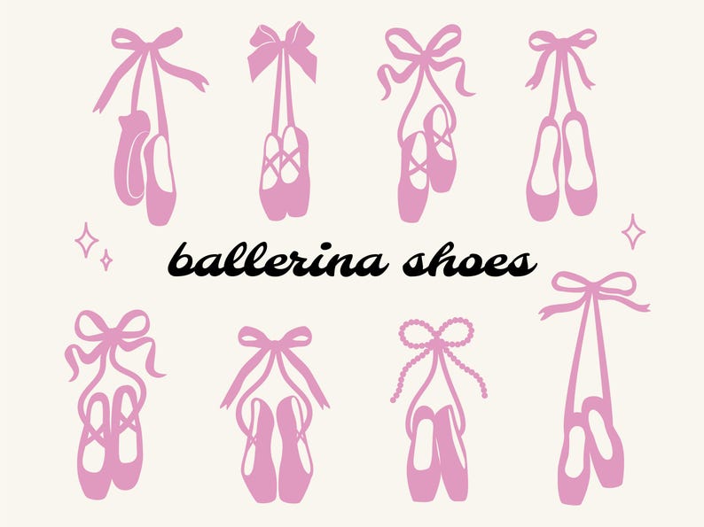 Ballerina Shoes SVG With Coquette Bow Ribbon Ballerina Shoes SVG ...