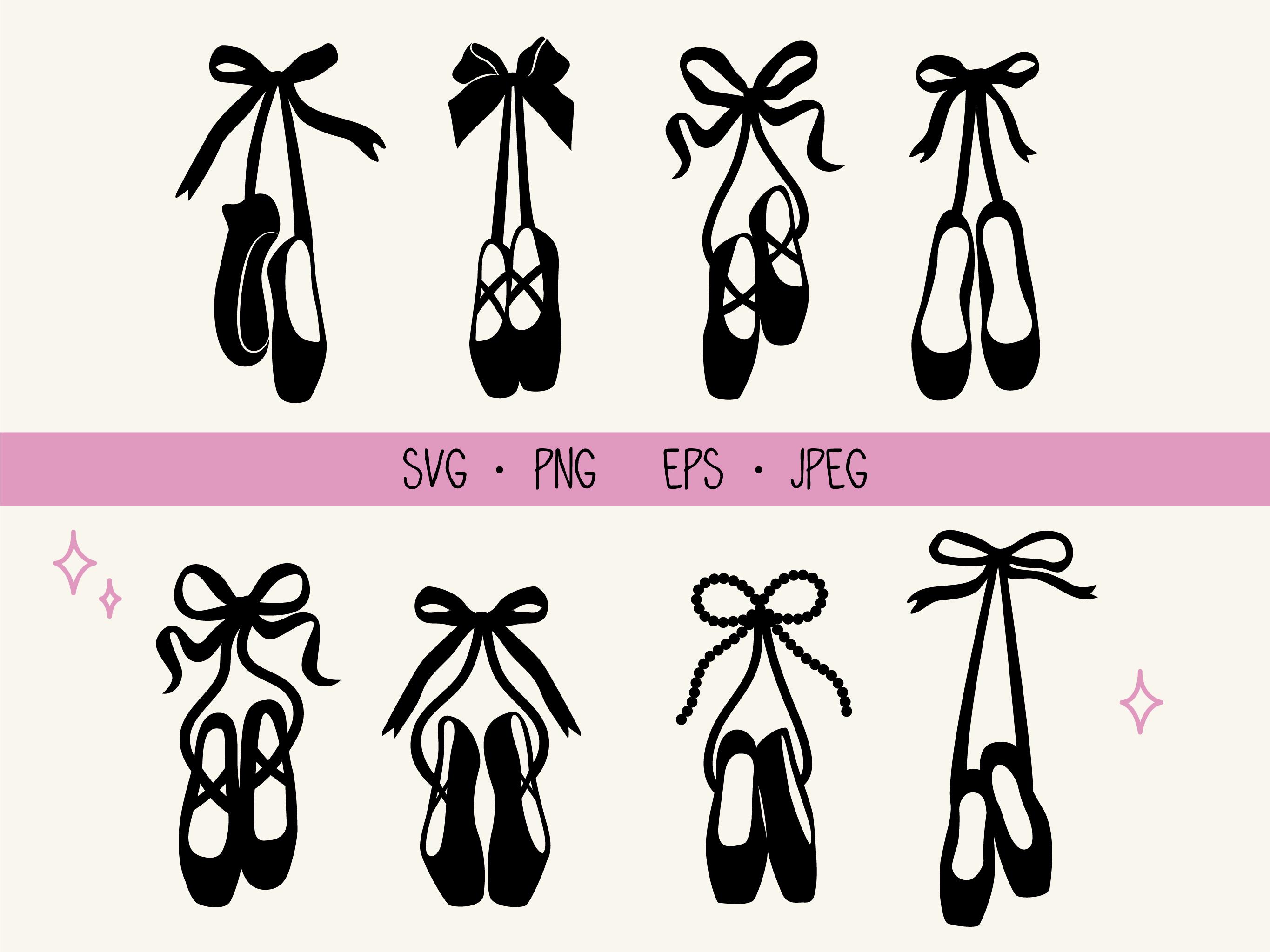 Ballerina Shoes SVG With Coquette Bow Ribbon Ballerina Shoes SVG ...