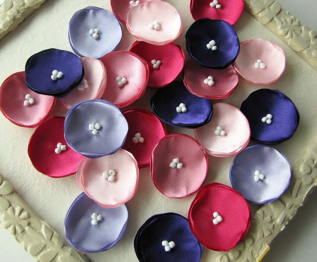Sew on Mini Flower Appliques, Tiny Satin Flowers (25pcs)- SHADES of ...