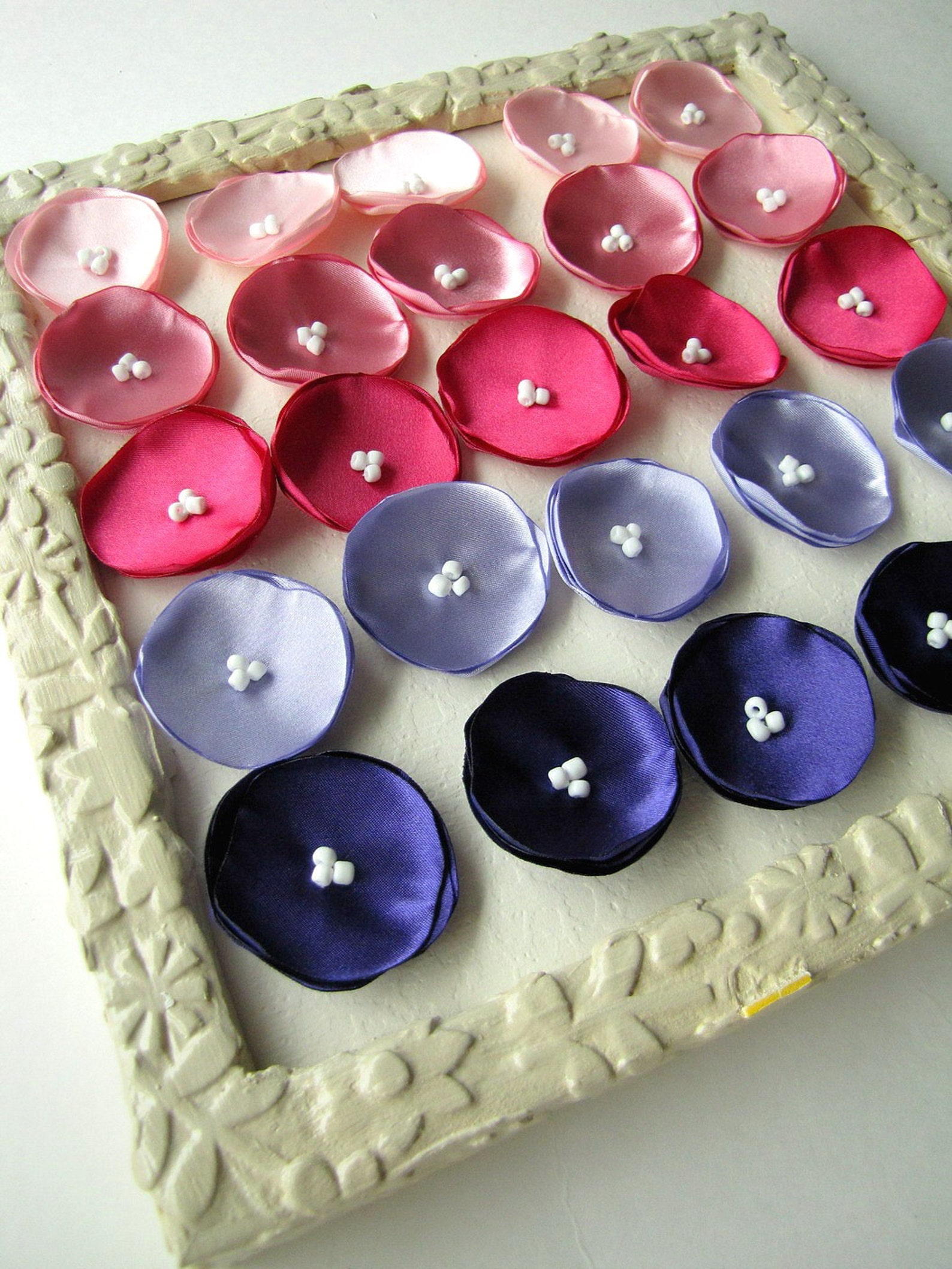 Sew on Mini Flower Appliques, Tiny Satin Flowers (25pcs)- SHADES of ...